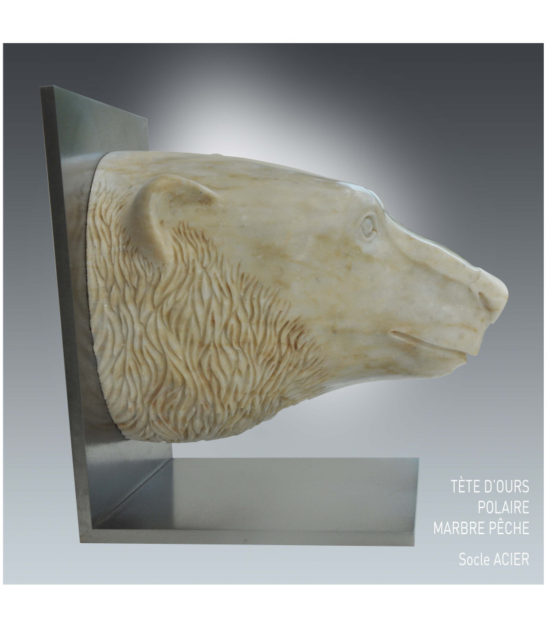 Sculpture | Tête d'ours polaire | Yann Fustec | Animal-Art-Gallery-Paris