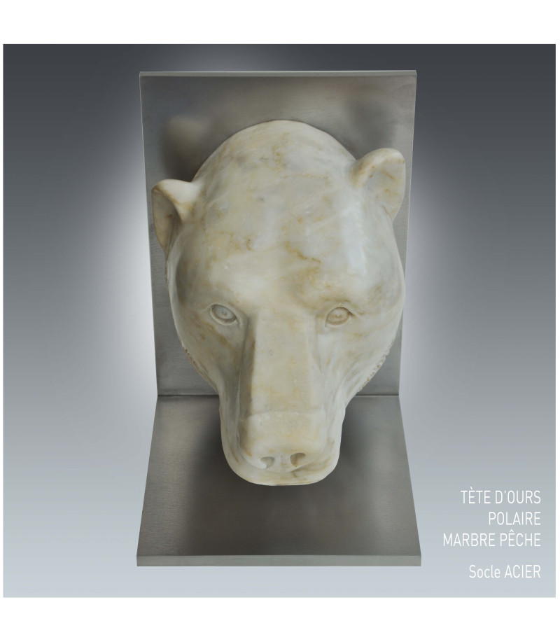 Sculpture | Tête d'ours polaire | Yann Fustec | Animal-Art-Gallery-Paris