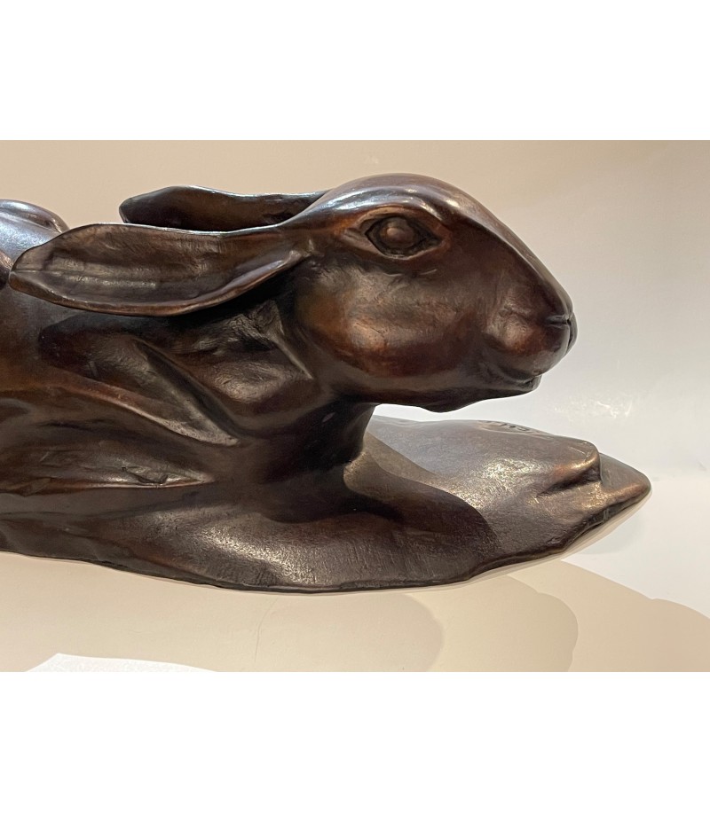 Sculpture | Lievre au gîte | Joachim Belmas | Animal-Art-Gallery-Paris