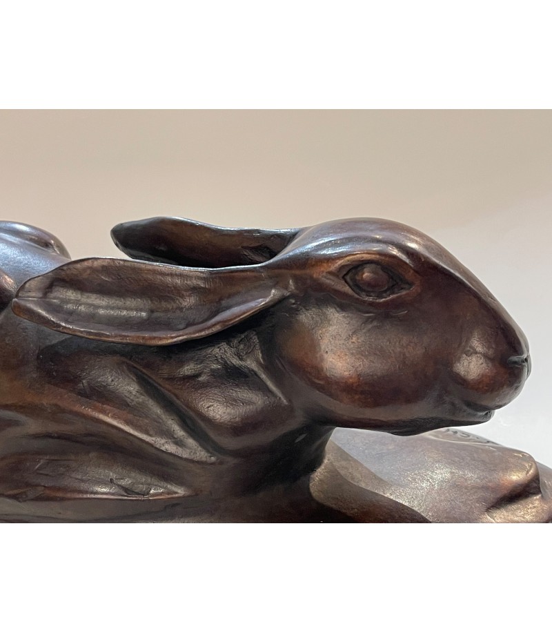 Sculpture | Lievre au gîte | Joachim Belmas | Animal-Art-Gallery-Paris