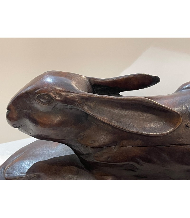 Sculpture | Lievre au gîte | Joachim Belmas | Animal-Art-Gallery-Paris
