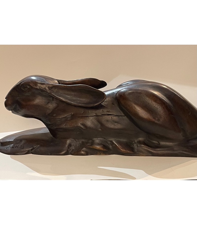 Sculpture | Lievre au gîte | Joachim Belmas | Animal-Art-Gallery-Paris